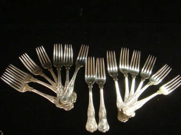 205: 15 Silver-plate US Navy King's Pattern Dinner Fork