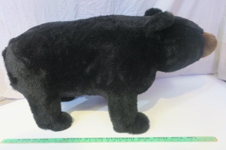 Big Furry Black Bear Stool With Back Door Compartment: