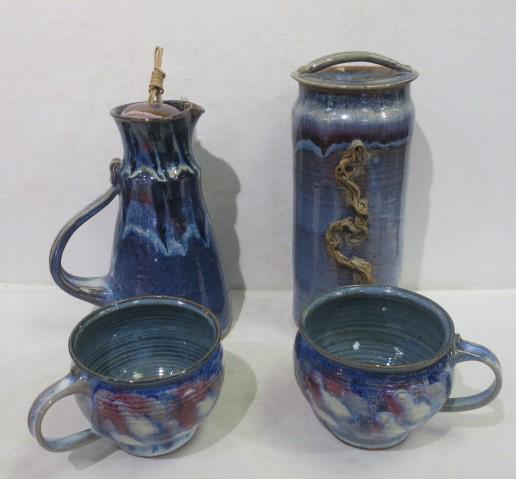 Four Glazed Studio Pottery Pieces, Virginia Artists: