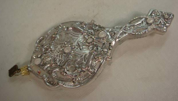 Signed Jay Strongwater Musical Hand Mirror Ornamen