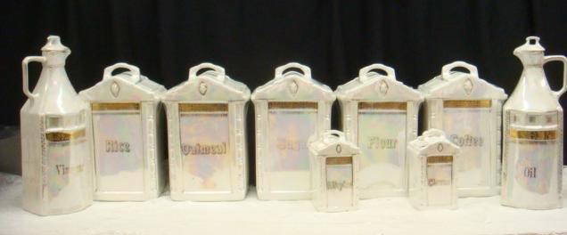 Nine Piece Mepoco Ware German Spice & Canister Set