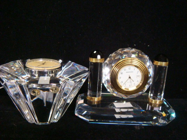 6: ORREFORS and SWAROVSKI Crystal Quartz Clocks: