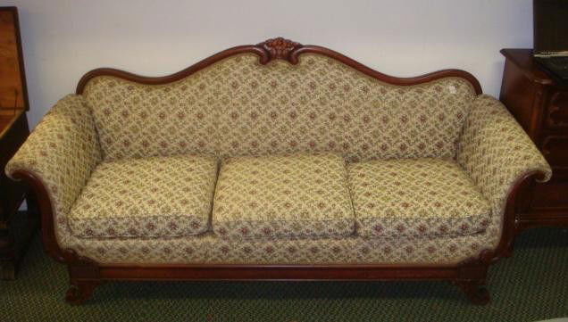 Classic Fogle Furniture Sofa, Carved Mahogany Fram