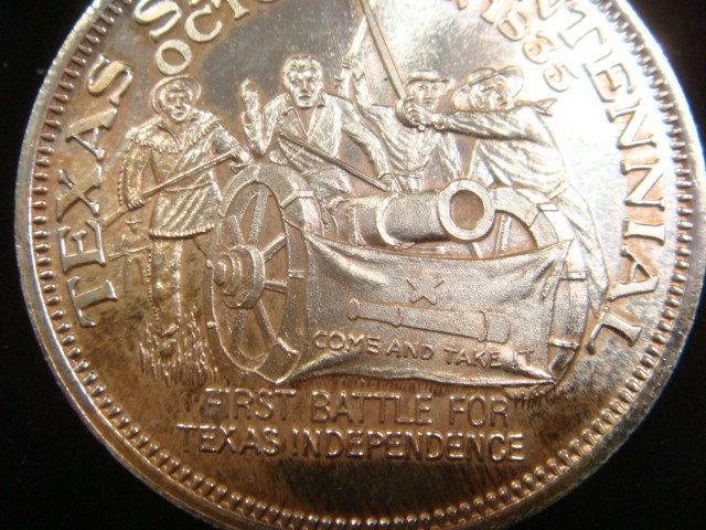 329E: One OZ Fine Silver TEXAS SESQUICENTENNIAL Coin: : Lot 329E