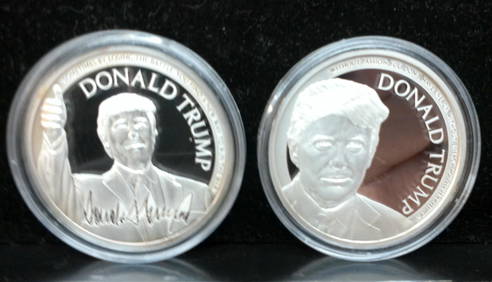 Two Donald J. Trump 24k Gold Plated Collectors $100