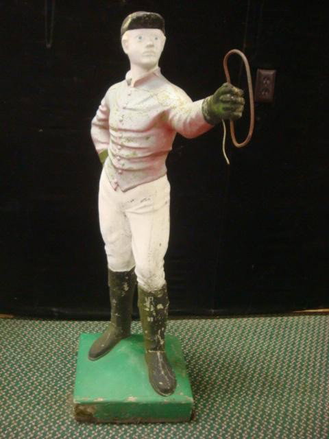 Cast Cement White Face Lawn Jockey