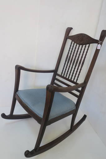 1860's Irish Spindle Back Oak Rocking Chair:
