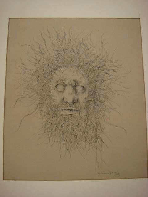 Signed Wilbur Chadwick Pen And Ink Portrait