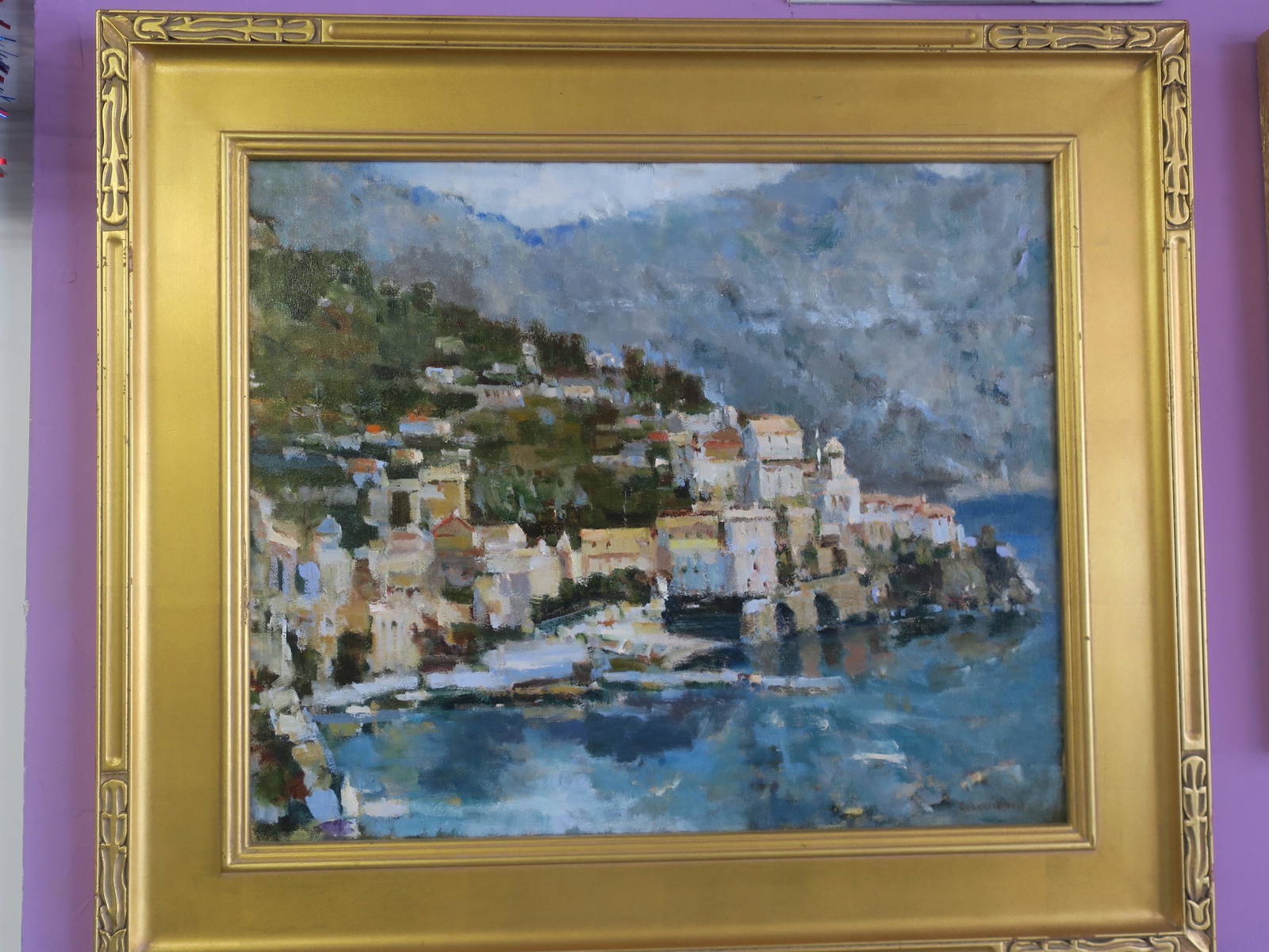 View Of Amalfi Harbor Oil On Canvas By Robert L Davis Auction