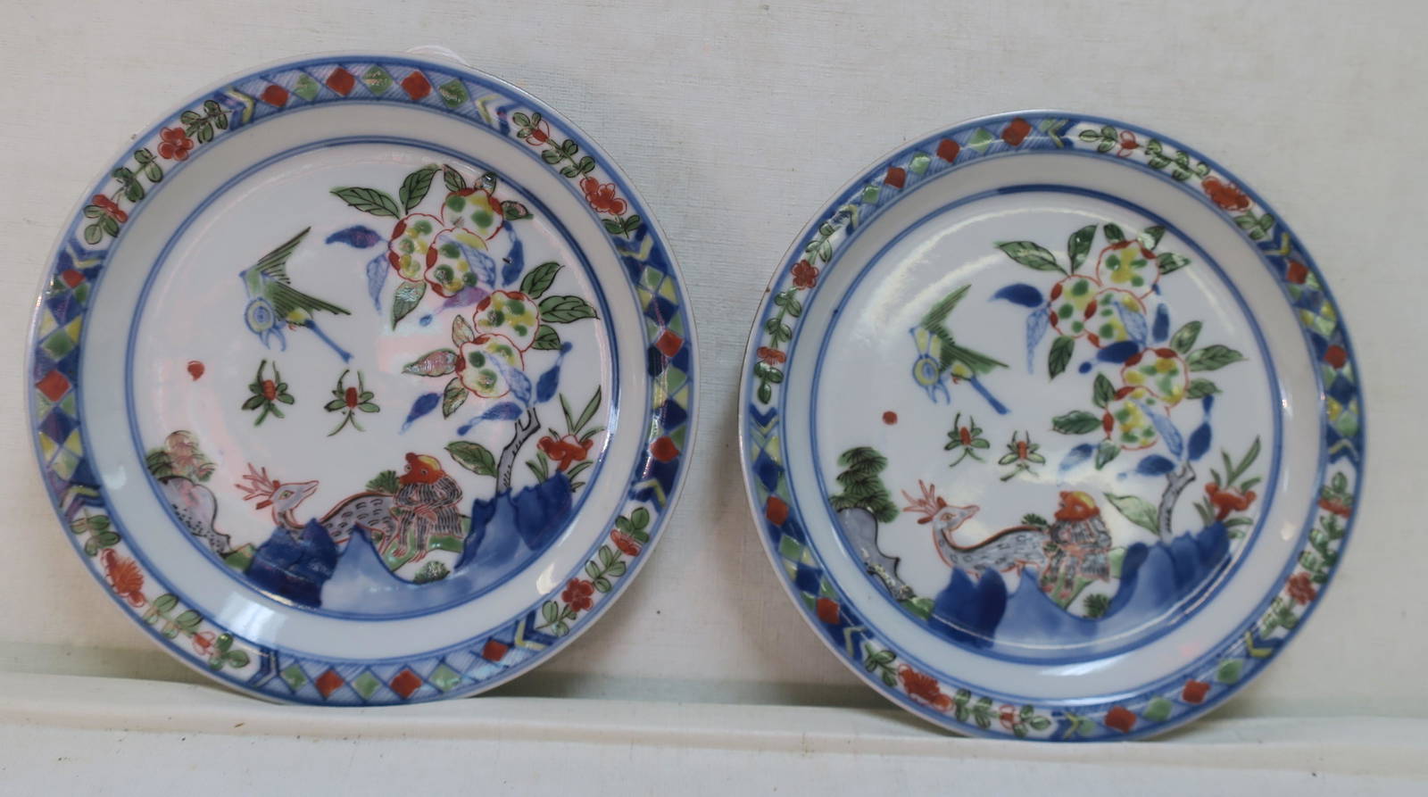 Pair Of Wucai "longevity" Ming Dynasty Plates: Auction