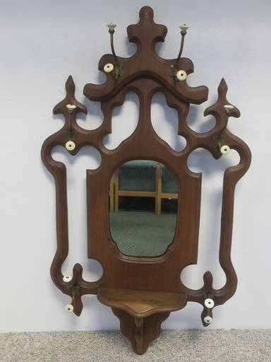 Open Cut Out Victorian Hall Mirror/hat Rack: