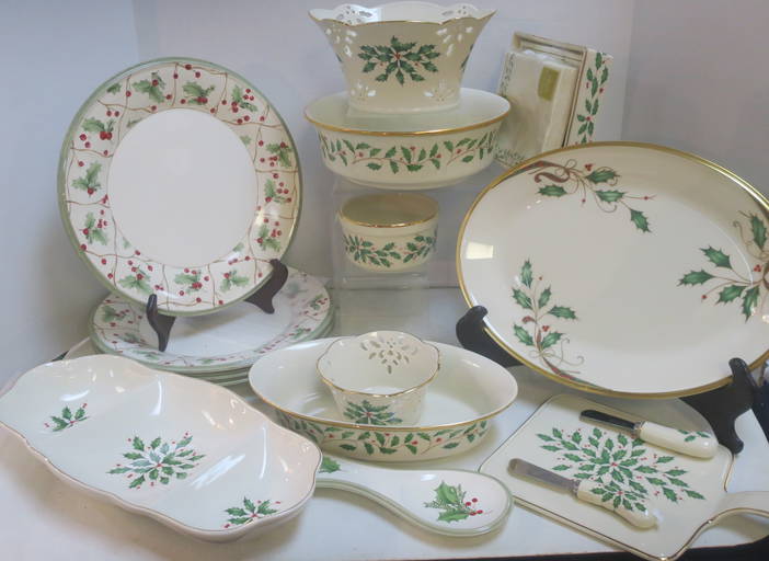 Collection Of 17 Lenox Christmas Serving Pieces: