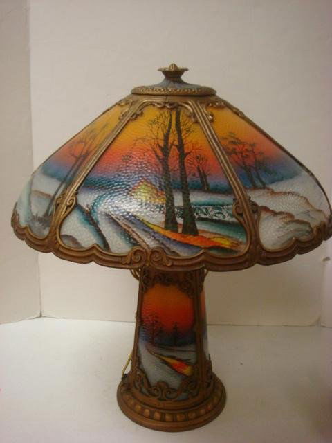 Reverse Painted Glass Panel Lamp Shade Missing 1 Panel - Oct 12, 2020 ...