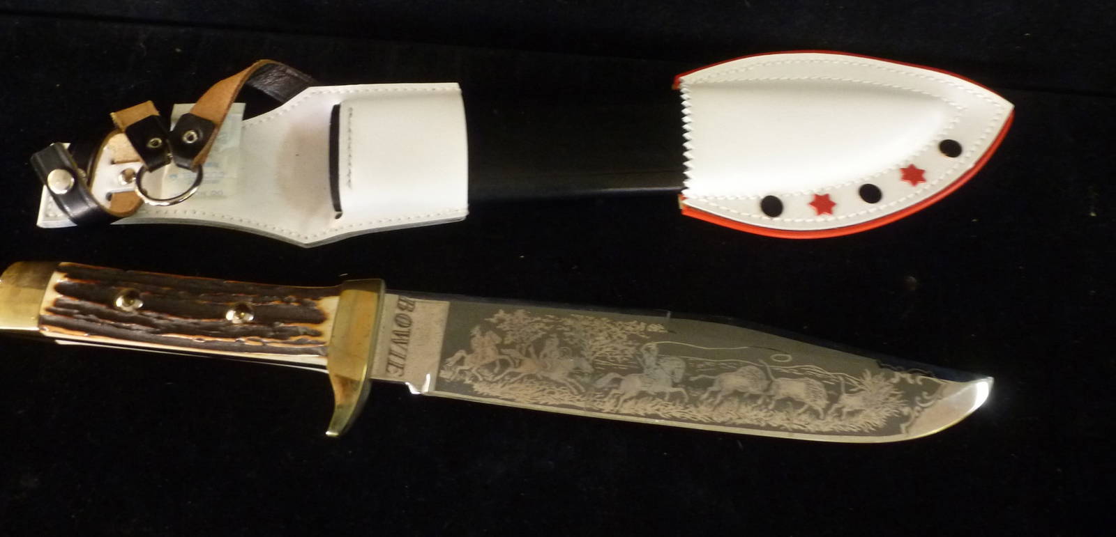 Linder-messer Engraved 9 3/4" Bowie Knife W/ Sheath: Auction
