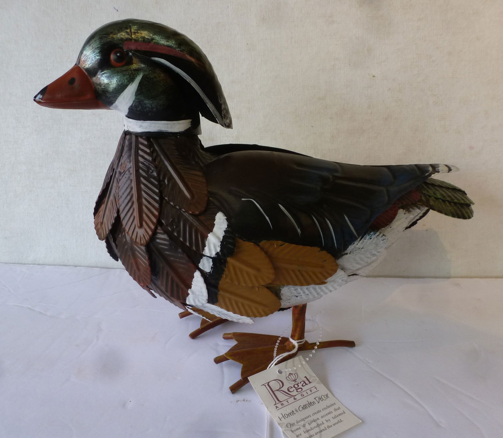 Regal Life Sized Metal Male Wood Duck: Auction