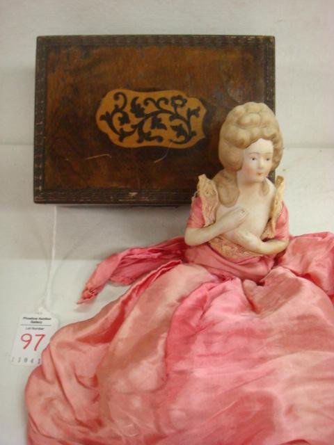 Hand Painted Bisque Half Doll Figurine