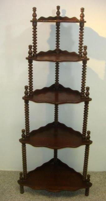 Mahogany 5 Tiered Corner What Not Shelf: