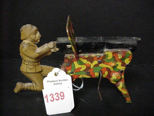 Tin Litho Windup 1930's Wwi Machine Gun