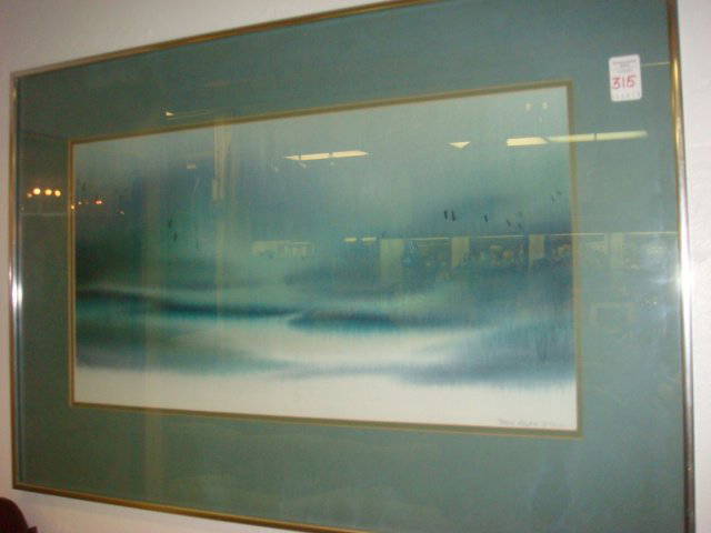 Signed John Alan Stock Watercolor: