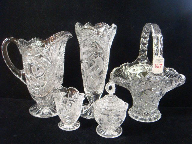 5 Pieces HOFBAUER German Lead Crystal Byrde Glassware:
