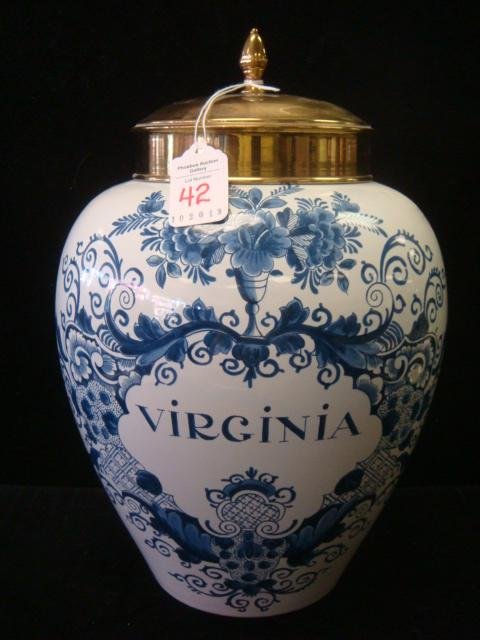 Colonial Williamsburg Restoration Delft Tobacco Jar:
