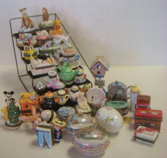 Collection Of 38 Ceramic & Enameled Trinket Boxes: