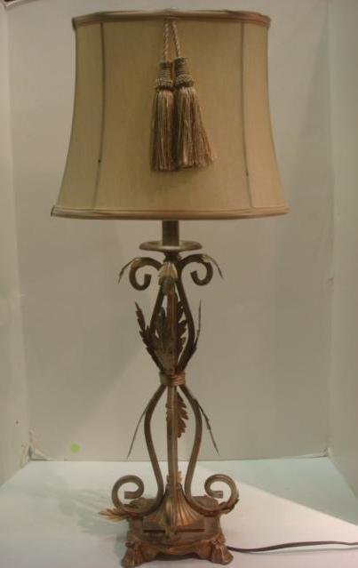 Modern Metal Scroll and Leaf Design Table Lamp: