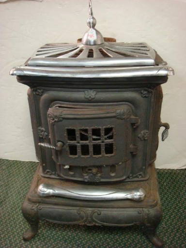 Replica Cast Iron And Nickel Parlor Stove: