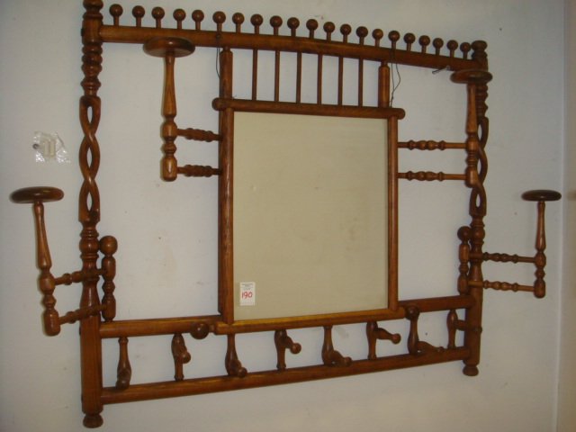 Victorian Hanging Hat Rack with Mirror: