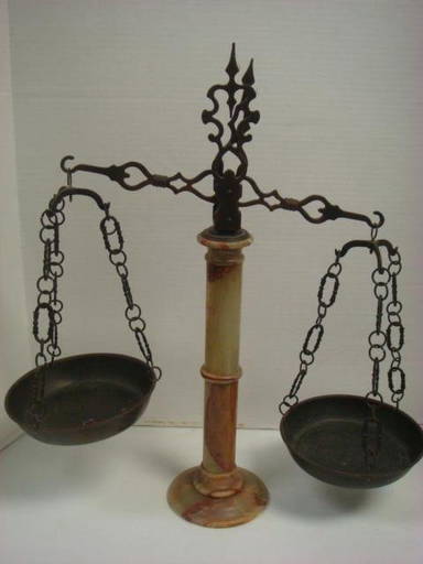 Antique Balance Beam Scale With Onyx Pedestal