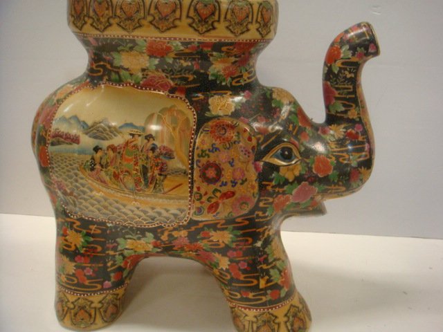 SATSUMA Painted Ceramic Elephant Garden Seat: