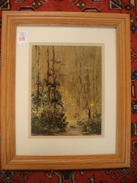 R.p. Sechrist Woodland Scene Oil On Board, Ca. 1970:
