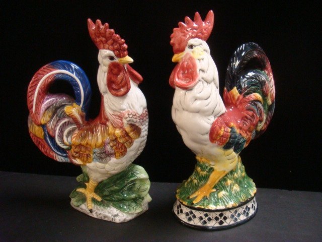 Two Collectible Ceramic Roosters By CBK, LTD: