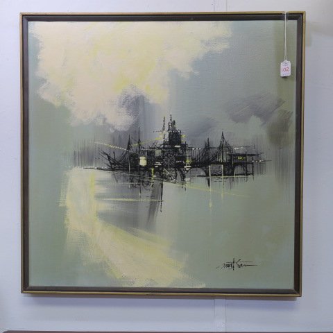 Oil on Canvas Waterscape Signed MATSON: