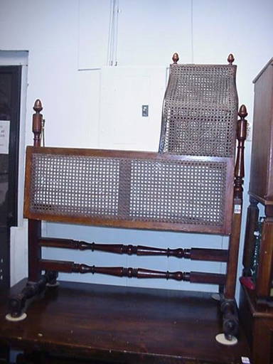 Vintage Cane Cradle On Rocker Rack