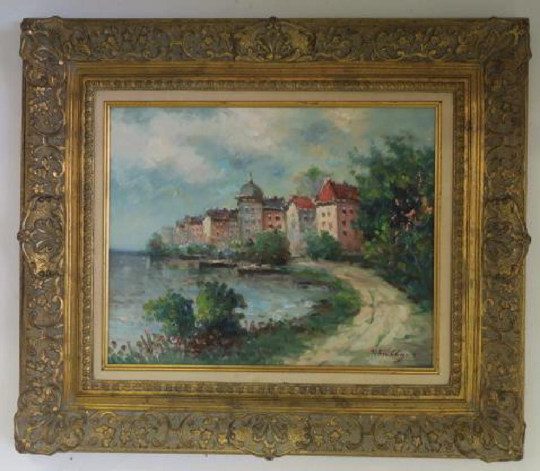 Oil On Canvas Landscape, Artist Signed: