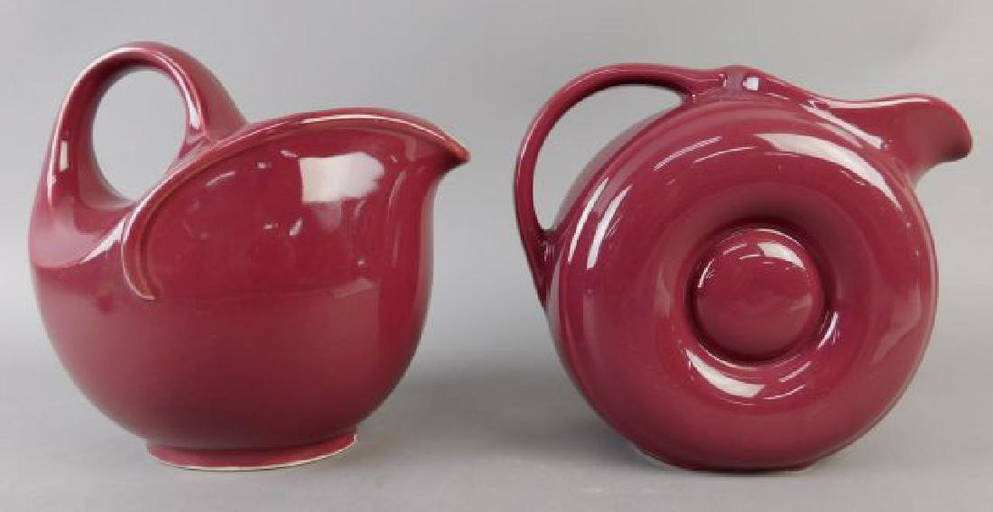 Two Vintage "hall" Burgundy Pottery Pitchers