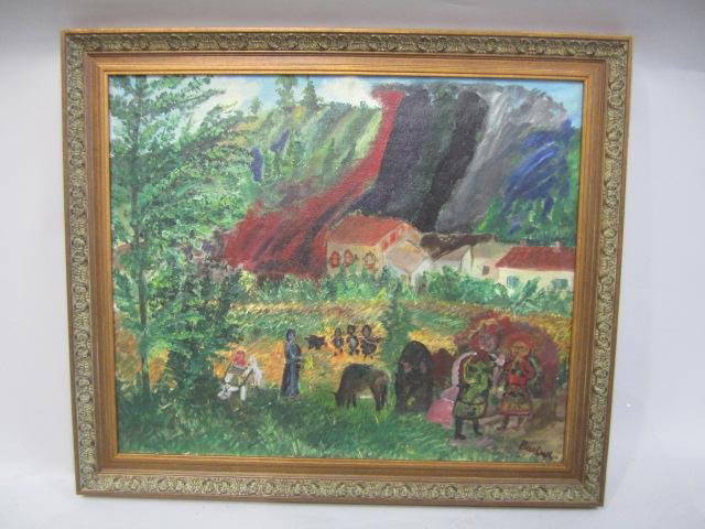 A45 45 Signed "david Burliuk" Oil On Canvas
