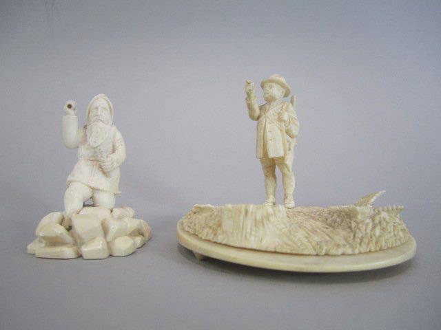 A87 36 Lot Of 2 European Carved Ivory Figures