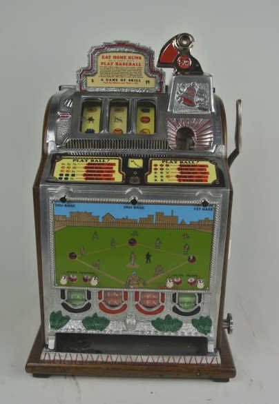 1929 MILLS BASEBALL NICKEL SLOT MACHINE