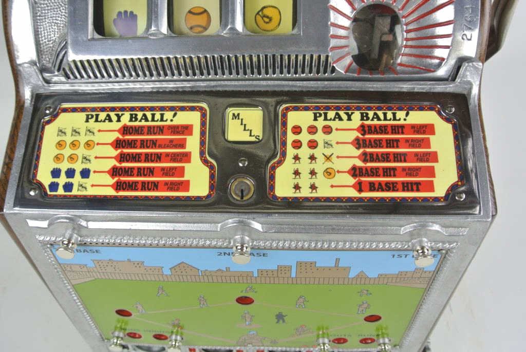 1929 MILLS BASEBALL NICKEL SLOT MACHINE