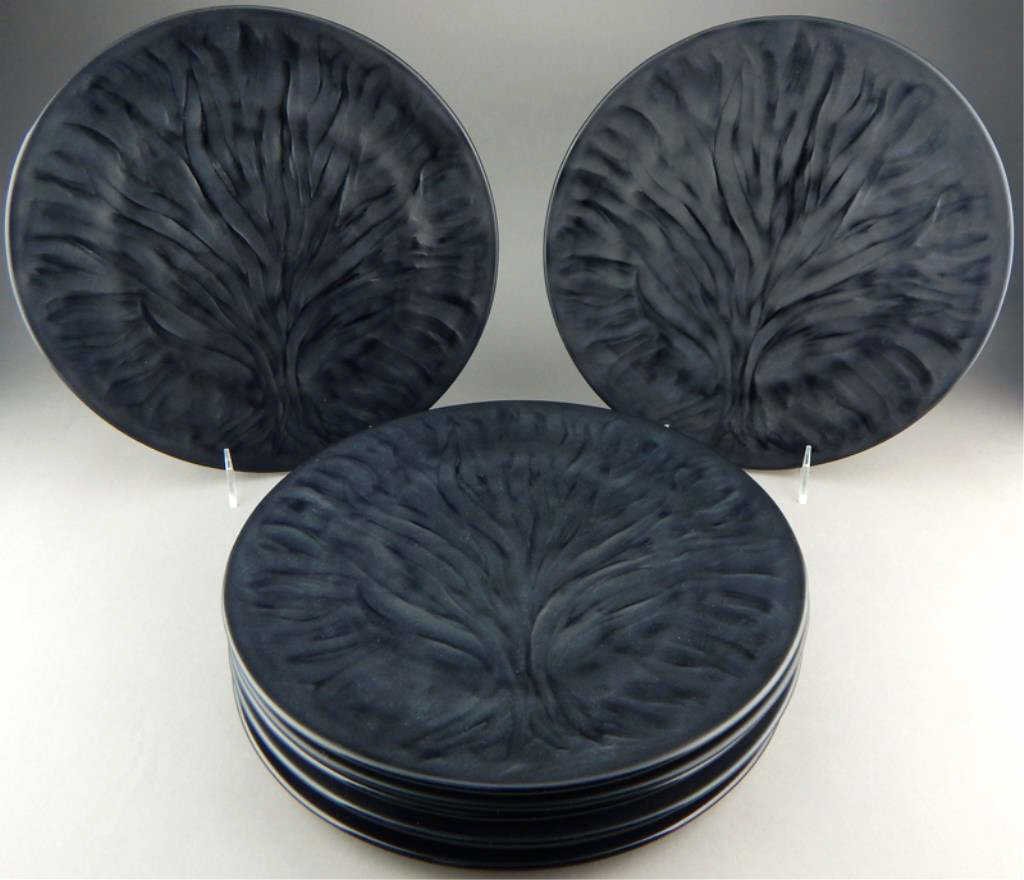 Eight Lalique Black "Tree Of Life" Plates