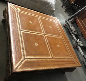 Antique Leather Top Coffee Table
