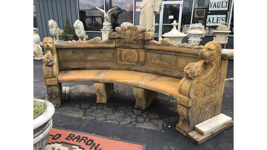 Cast Stone Curved Garden Bench