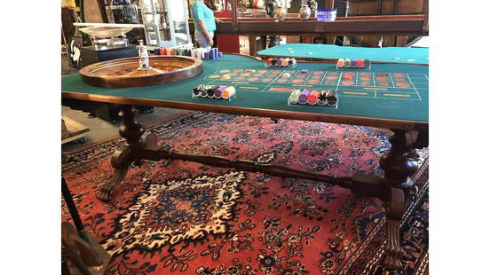 Vintage Roulette Table With Wheel