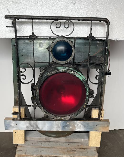 Rare Antique American Railroad Gate With Lights