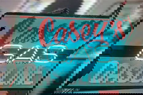 Casey's Gas Station Neon Sign. Auction