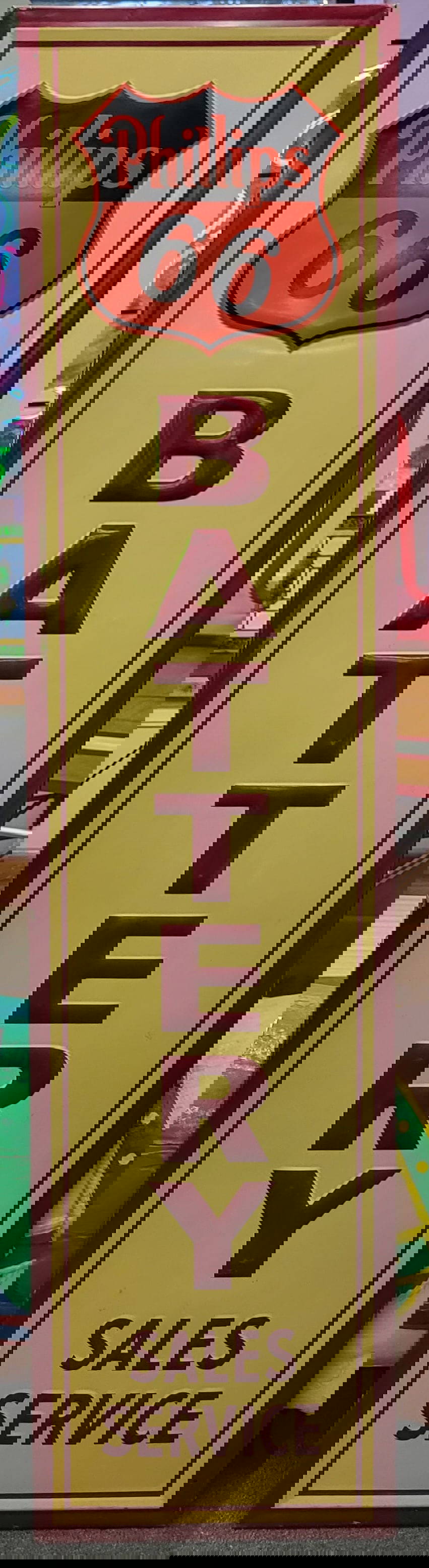 Signed Phillips Battery Advertisement Sign Auction