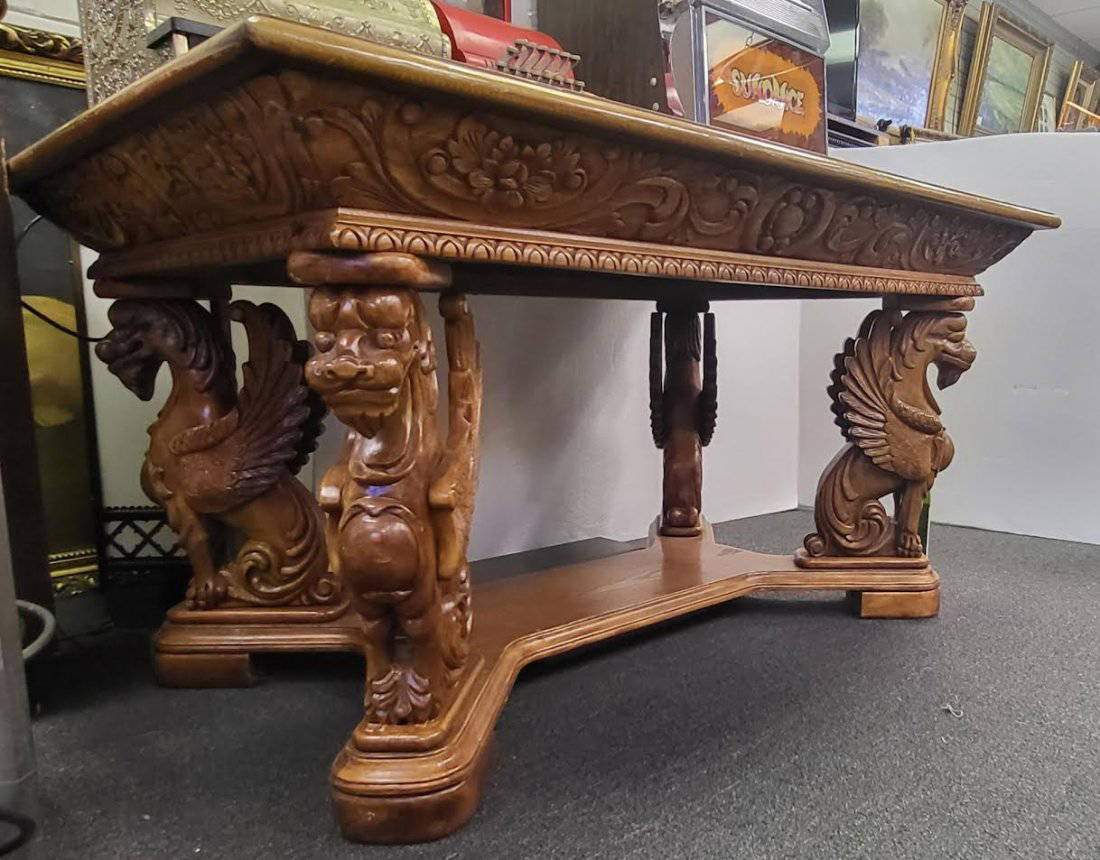 Renaissance Style Carved Griffin Table Auction