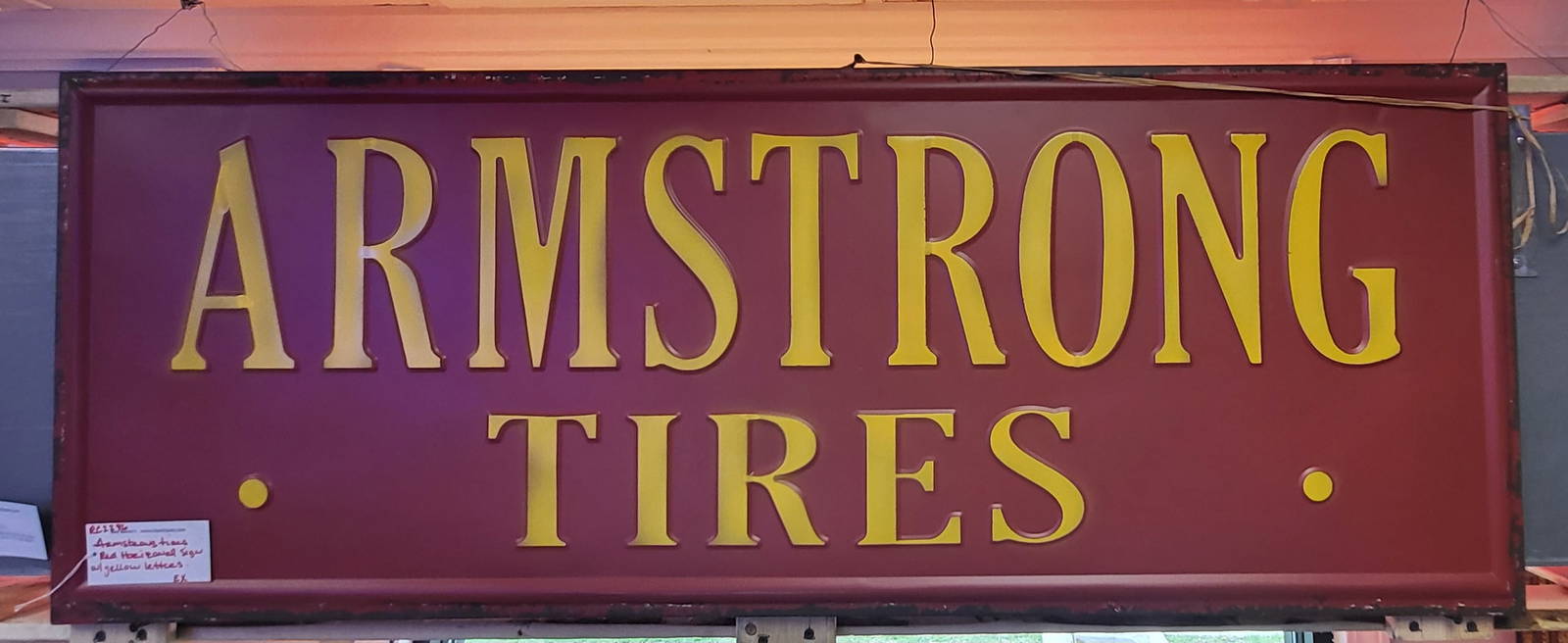 "armstrong Tires" Sign On Solid Frame Auction